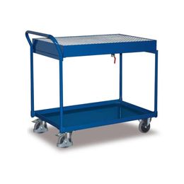 Cordes Tischwagen 2 Etagen, mit Auffangwanne 60 L, Gitterrost verzinkt, EasySTOP