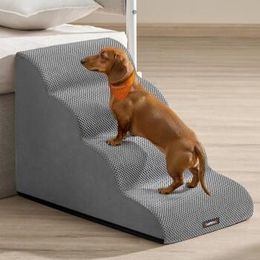 FEANDREA Hundetreppe, 2/3/4Stufen, Waffelcord, wasserdicht, rutschfest, abnehmbarer waschbarer Bezug XL