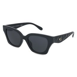 Coach HC8418U CAD18 | Damen-Sonnenbrille | Fassung: Vollrand, Butterfly, Kunststoff, Schwarz | Glasfarbe: Grau