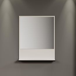 Badspiegel Welltime "Amrum", grau (hellgrau), B:60cm H:74cm T:14cm, Holzwerkstoff, glasspiegel, Spiegel, Badspiegel, Wandspiegel mit Ablage - (B/T/H) wahlweise 60 bis 80/14/74 cm