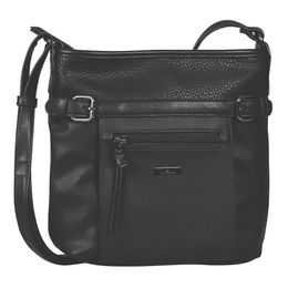 Umh&auml;ngetasche Tom Tailor "JUNA", Damen, Gr. B/H/T: 24cm x 7,5cm, schwarz, Polyurethan (PU), Taschen Umh&auml;ngetasche, mit Details in Metallic Optik