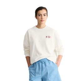 Marc O'Polo Sweatshirt MARC O'POLO DENIM "mit markantem R&uuml;ckenprint", Damen, Gr. S, silky wei&szlig;, Obermaterial: 100% Baumwolle, unifarben, oversize, Rundhals, Rippb&uuml;ndchen, Sweatshirts Sweatshirt