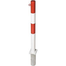 Moravia Sperrpfosten aus Stahl, zum Einbetonieren, &Oslash; 76 mm, rot-wei&szlig;, 1 Ketten&ouml;se