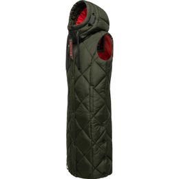 Steppweste Navahoo "Schnuckel", Damen, Gr. S (36), gr&uuml;n, Oberstoff: 100% Polyester. Futter: 100% Polyester. Wattierung: 100% Polyester, l&auml;ssig geschnitten ca. Mitte Wade, hoch geschlossener Ausschnitt, Westen Steppweste, warme Damen Outdoor-Weste lang mit Kapuze