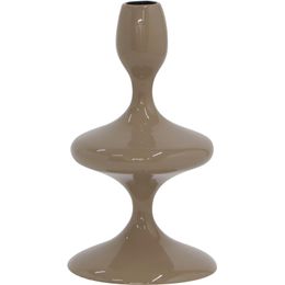 Kerzenhalter Mirrors and More "LAUREEN", warm beige, B:11cm H:19,5cm, Metall, Kerzenhalter, Kerzenhalter, Au&szlig;ergew&ouml;hnliche, moderne Form