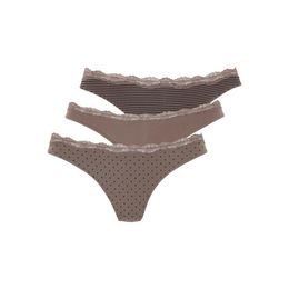 Lascana String mehrfarbig Gr. 40/42 f&uuml;r Damen. Mit Spitze. K&ouml;rpernah. Nachhaltig.