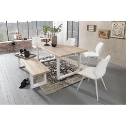 Esstisch Home Affaire "Tristan", wei&szlig; (wei&szlig; wash, wei&szlig;, wei&szlig; wash), B:240cm H:77cm T:100cm, Tische, Esstisch, mit Baumkante
