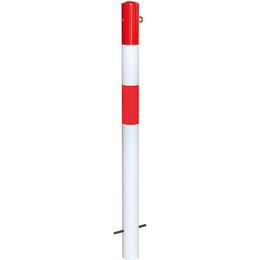 Moravia Sperrpfosten Morion, zum Einbetonieren, &Oslash; 90 mm, rot-wei&szlig; lackiert, 1 &Ouml;se