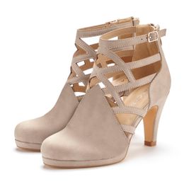 Stiefelette Lascana "Stiefel, Boots", Damen, Gr. 39, beige, Obermaterial: 100% Lederimitat. Decksohle: 100% Lederimitat. Futter: 100% Lederimitat. Laufsohle: 100% Synthetik, unifarben, Schuhe Stiefelette, mit Cut-Outs VEGAN