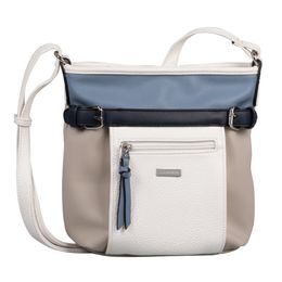 Umh&auml;ngetasche Tom Tailor "Juna", Damen, Gr. B/H/T: 26cm x 25cm x 7,5cm, blau, Polyurethan, gepflegt, kontrastfarbene Details, mehrfarbig, Taschen Umh&auml;ngetasche, aus soft genarbten Lederimitat mit gl&auml;nzenden Metall-Accessoires