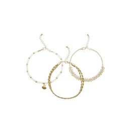 Lascana Fu&szlig;ketten Set '3 einzelne Fu&szlig;kettchen in Boho Stil' mehrfarbig Gr. f&uuml;r Damen. Mit Glitzerdetails, Zierperlen