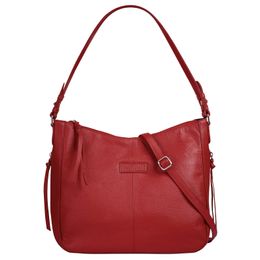 Shopper Bruno Banani, Damen, Gr. B/H/T: 35cm x 28cm x 13cm onesize, rot, Leder, leicht gl&auml;nzend, unifarben, Taschen Shopper, echt Leder