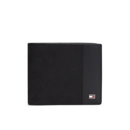 Geldb&ouml;rse Tommy Hilfiger "TH SOHO CC FLAP AND COIN", Herren, schwarz, Leder, Kleinlederwaren, Unisex Geldbeutel, Portemonnaie mit bunten Streifen in Tommy Farben