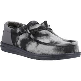 HEYDUDE Wally Funk Overdye Baumwoll Herren Mokassins Schuhe Schwarz/Graugranit