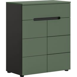 Schuhkommode Home Affaire "REHAT, TOPSELLER, Breite 80cm, 2 T&uuml;ren, 1 Schubkasten, 4 F&auml;cher", gr&uuml;n (basalt grau, smoke gr&uuml;n), B:80cm H:94cm T:37cm, Sideboards, Schuhkommode, Schuhschrank, Kommode, Garderobenschrank, Anrichte, Sideboard