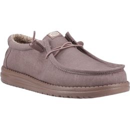 HEYDUDE Wally Stretch Canvas Baumwolle Herren Mokassins Schuhe in tiefem Taupe