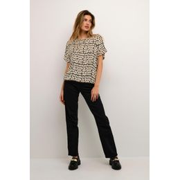 Kaffe Kurzarm-Bluse Relaxed fit Black_Sand Graphic Dot black