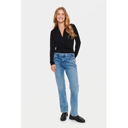 Saint Tropez Langarm-Hemd Gerade Passform Blac
