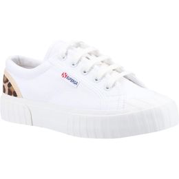 Superga 2630 Stripe Pad Leopard 100% Baumwolle Damen Wei&szlig;/Leopard Turnschuhe