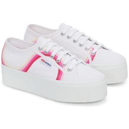 Superga 2790 Round Stripes Cotton Damen Wei&szlig;/Schattiert Blau Turnschuhe