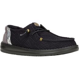 HEYDUDE Wendy Boho Crochet Polyester Damen Schwarz Loafers