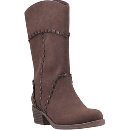 Rocket Dog Rowdy Kunstleder Damen Dunkelbraune Stiefeletten Mit Absatz Bis Zur Mitte Der Wade