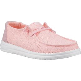 HEYDUDE Wendy &Ouml;sen Schn&uuml;rung Baumwollmischung Damen Mokassins Schuhe in Zartrosa