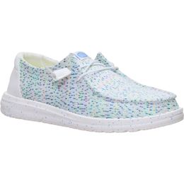 HEYDUDE Wendy Stretch Polyester Damen Loafers Wei&szlig;/Mehrfarbig