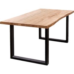 Esstisch Home Affaire "Tristan", beige (natur, schwarz, natur), B:240cm H:77cm T:100cm, Tische, Esstisch, mit Baumkante