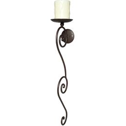 Wandkerzenhalter AMBIENTE HAUS "Wandleuchter - antikbraun 58cm", braun (antikbraun), B:13cm H:58cm T:11cm, Eisen, Kerzenhalter