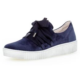 Plateausneaker Gabor, Damen, Gr. 37, blau (dunkelblau, marine), Veloursleder, Schuhe Plateausneaker, Slip-On Sneaker, Slipper, Schn&uuml;rschuh mit aufgesetzter Schn&uuml;rung
