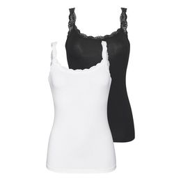 Lascana Unterhemd mehrfarbig Gr. 32/34 f&uuml;r Damen. Mit tiefer Rundhals. K&ouml;rpernah. Nachhaltig.