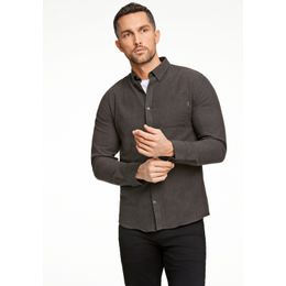 Langarmhemd LINDBERGH "Freizeithemd (Langarm) Relaxed Fit", Herren, Gr. L, Normalgr&ouml;&szlig;en, gr&uuml;n (schwarz olive), Obermaterial: 100% Baumwolle, Hemden