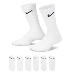 Funktionssocken Nike "Y NK EVERYDY CUSH CREW 6PR 108", M&auml;dchen, Gr. S (34/37), wei&szlig;, schwarz, Obermaterial: 73% Baumwolle, 23% Nylon, 3% Elasthan, 1% Polyester, Socken, Junior-Socken