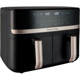 Russell Hobbs Hei&szlig;luftfritteuse "27680-56 s SatisFryTM Dual basket, 4,5L", schwarz, B:31,5cm H:39,2cm T:44,3cm, Fritteusen, Airfryer&ndash;wenig oder kein &Ouml;l erforderlich, 9 Programme, 9 L