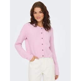 Jacqueline de Yong Strickjacke JDY "JDYCHLOE LIFE L/S CARDIGAN KNT NOOS", Damen, Gr. XS, sweet lila detail:melange, Strick, Obermaterial: 52% Polyester, 36% Polyacryl, 10% Wolle, 2% Elasthan, meliert, unifarben, taillenbedeckt, Rundhals, Strickb&uuml;ndchen, Strickjacken Strickjacke, Materialmix