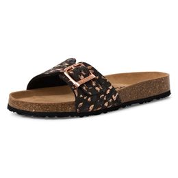 Pantolette Tamaris "CORRA", Damen, Gr. 36, rosa (schwarz, ros&eacute;goldfarben), Lederimitat, Schuhe Pantolette, Sommerschuh, Schlappen mit verstellbarer Schnalle