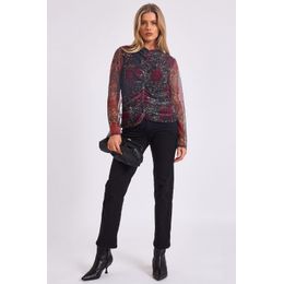 Bedrucktes Mesh-Top mit geraffter Front