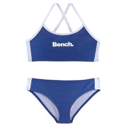 Bustier-Bikini Bench., M&auml;dchen, Gr. 122/128, N-Gr, blau (blau, wei&szlig;), Polyamid, gestreift, Bikini-Sets, mit gekreuzten Tr&auml;gern
