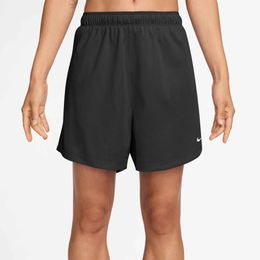 Shorts Nike "W NK ONE ATK DF MR 4IN SHORT", Damen, Gr. L, N-Gr, schwarz (schwarz, schwarz,), Obermaterial: 100% Polyester, Hosen Shorts, mit Dri-FIT-Technologie, weite Passform, sportlicher Stil