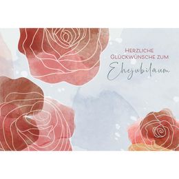 Gl&uuml;ckwunschkarte - Herzliche Gl&uuml;ckw&uuml;nsche zum Ehejubil&auml;um (6 St&uuml;ck)