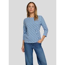 3/4-Arm-Shirt Rabe, Damen, Gr. 44, pastellblau, Jersey, Obermaterial: 92% Baumwolle, 8% Elasthan, bedruckt, regular fit normal, U-Boot-Ausschnitt, gerader Abschluss, Shirts 3/4-Arm-Shirt, mit All-Over Print