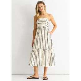 Gestreiftes Bardot-Midikleid aus Baumwolle