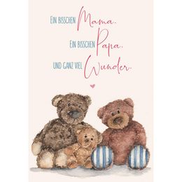 Gl&uuml;ckwunschkarte zur Geburt - Ein bisschen Mama, ein bisschen Papa... (6 St&uuml;ck)