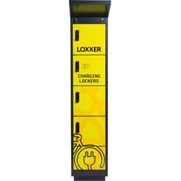 Akku Ladeschrank LOX4, abschlie&szlig;bar, 4 vertikale Ladef&auml;cher + 1 Servicefach, B 630 x T 460 x H 2150 mm, Stahl