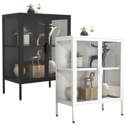 Vcm Glasvitrine stehend Vitrine Glas mit ESG-Sicherheitsglas Ma&szlig;e ca. H. 80 x B. 60 x T. 35 cm Standvitrine Glas Modern und platzsparend Glas Vitrinenschrank &ndash; Floka S