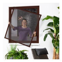 Hecht Fensterbausatz "MASTER SLIM" 100x120 cm in Braun mit Pollenschutz