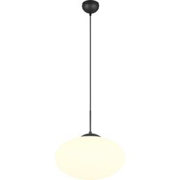 Trio LEUCHTEN Pendelleuchte "FOMENTO, H&auml;ngelampe mit Glasschirm, exkl 1x E27 max 15W", wei&szlig; (schwarz matt), 1, &Oslash; 40cm H: 150cm, 1 Stk., Leuchten, Glas H&auml;ngeleuchte H&ouml;he 150 cm, H&auml;ngelampe K&uuml;che Esszimmer Wohnzimmer, Pendelleuchte