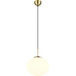 Trio LEUCHTEN Pendelleuchte "FOMENTO, H&auml;ngelampe mit Glasschirm, exkl 1x E27 max 15W", gold (messing matt), 1, &Oslash; 30cm H: 150cm, 1 Stk., Leuchten, Glas H&auml;ngeleuchte H&ouml;he 150 cm, H&auml;ngelampe K&uuml;che Esszimmer Wohnzimmer, Pendelleuchte