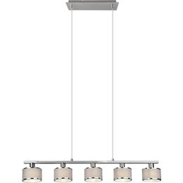 Trio LEUCHTEN Pendelleuchte "KAPRUN, H&auml;ngelampe mit Stoffschirmen, exkl E14, max 28W", chrom, 5, H: 150cm, 1 Stk., Leuchten, H&ouml;he einstellbar bis max 150 cm, Stoffschirme + Metall, Pendelleuchte